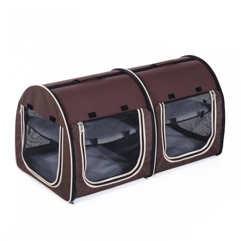 Přepravní box pro 2 psy 99 x 51 x 51 cm | hnědý | Goleto.cz