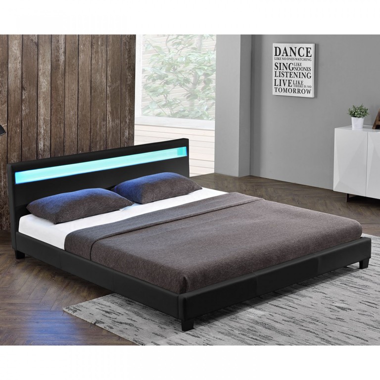 Čalouněná postel Paris s LED osvětlením 140 x 200 cm | černá | Goleto.cz